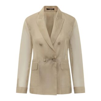 Max Mara Slogan Giacca - - Jackets - Damen - Beige - L