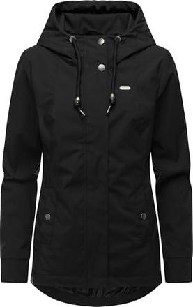 Ragwear Alvena Summer YOUMODO XS &agrave; 6XL Veste demi-saison ultra l&eacute;g&egrave;re, respirante et imperm&eacute;able, pour femme, avec capuche r&eacute;glable, Noir, XS