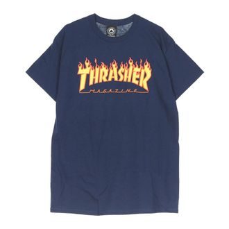 Thrasher Flame Tee Navy/Gelb Herren T-Shirt - - Tops - Herren - Blau - XL