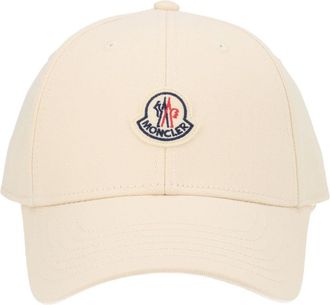 Moncler 3B00008_04863081 Embroidered Logo Cotton Baseball Cap - Ivory