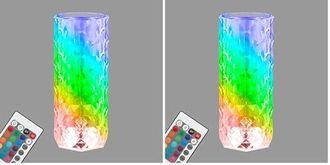 Briloner Nachttischlampe akku, Tischlampe kabellos, LED Lampe RGB mit Fernbedienung, Kristall Tischleuchte touch, Camping Leselampe, Transparent, USB-C Kabel, 