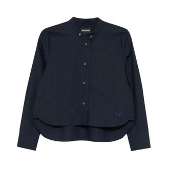 Emporio Armani Femme, Blouses et Chemises, Bleu, Taille: 38 FR Chemise en coton brod&eacute;