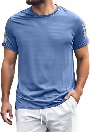 Generic T-shirt &agrave; col rond &agrave; manches courtes pour homme - L&eacute;ger - Respirant - Confortable - Coupe ample - D&eacute;contract&eacute; - Manches courtes - T-shirt de sport &eacute;l&eacute;