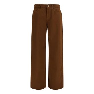 Max Mara MstFatuo Pantalon Baggy en Coton Satin&eacute; - Femme - Jeans - Brun - Taille: 36 FR