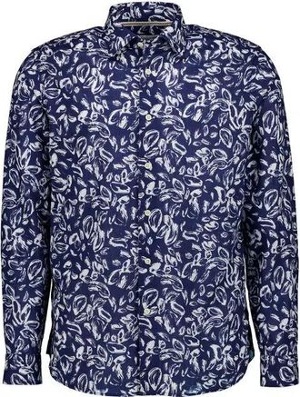 Fil Noir Herren Hemd blau geblümt