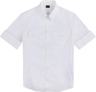 Fay Femme, Blouses et Chemises, Blanc, Taille: 42 FR Chemise &agrave; Manches Courtes en Coton