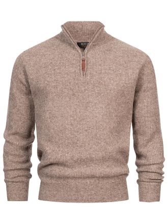 Indicode Herren INPeace Half Zip Grobstrickpullover mit Stehkragen und Rei&szlig;verschluss | Strickpullover f&uuml;r M&auml;nner Dk. Brown Mix, XXL