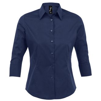 SOLS Womens/Ladies Effect 3/4 Sleeve Fitted Work Shirt (Dunkelblau)