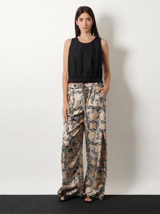 Loewe Womens Trousers Paulas Ibiza Printed Silk Beige