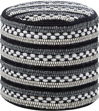 Beliani Pouf Sitzpouf Fu&szlig;ablage wei&szlig; schwarz Boho Guntur