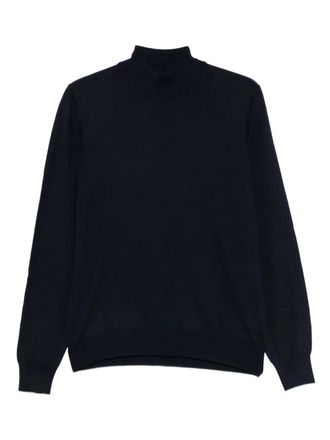Tagliatore Lang&auml;rmeliger Rollkragenpullover - Blau