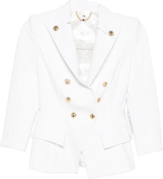 Elisabetta Franchi Femme, Vestes, Blanc, Taille: 36 FR Double Breasted Blazer