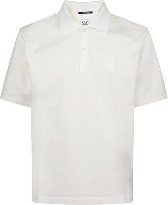C.P. Company C.p. Company, Homme, Tops, Blanc, Taille: S Polo en coton &agrave; manches courtes