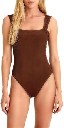 Alexis Leroy Body Femme Sans Manches D&eacute;coupe Carr&eacute;e Formant Sculpteur pour Tenues Quotidiennes Marron XL