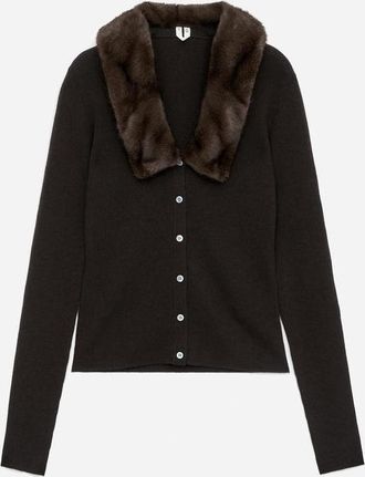 Arket Strickjacke Mit Kunstfellkragen -Braun
