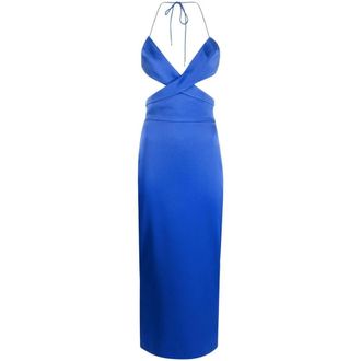 Alex Perry Kobaltblaues Satin Cut-Out Midi Kleid - - Dresses - Damen - Blau - 2XS