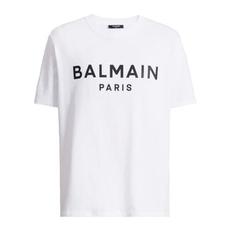 Balmain Homme, Tops, Blanc, Taille: XS T-shirt imprim&eacute; Paris