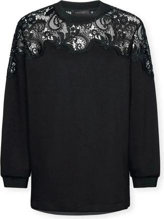Elena Miro Femme, Blouses et Chemises, Noir, Taille: 42 FR SweaT-shirt avec dentelle