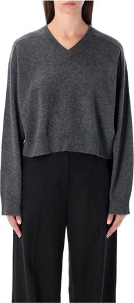Loulou Studio Femme, Pulls, Gris, Taille: 40 FR Pull en cachemire à col en V Anthracite Aw25