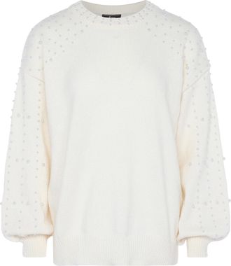 Faina Pullover mit Perlen Damen Wollwei&szlig;