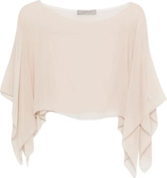 D.exterior Femme, Blouses et Chemises, Beige, Taille: 40 FR Draped Cape Blouse