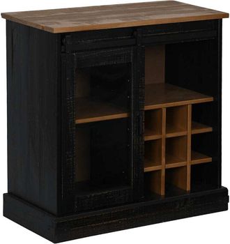 vidaXL Sideboard halden mit Schiebet&uuml;r Schwarz 80x40x80 cm Massivholz - Vidaxl