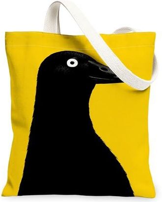 Generic Sacs fourre-tout &eacute;l&eacute;gants en toile motif oiseau, sacs d&eacute;picerie r&eacute;utilisables, l&eacute;gers et lavables en toile pour l&eacute;t&eacute;, jaune, 13x15 Inch