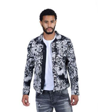 Kingz Jeansjacke Herren Designer TATTOO Jeansjacke Wei&szlig; XXL