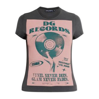 Dolce & Gabbana Bedrucktes T-Shirt - - Tops - Damen - Grau - XS