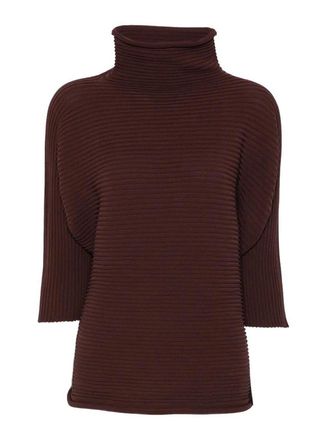 Pleats Please Issey Miyake Pull Col Roul&eacute; - Bordeaux