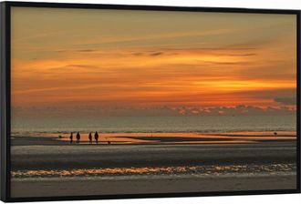 artboxONE Poster mit schwarzem Rahmen 60x40 cm Natur Sonnenuntergang im Watt - Bild nordsee Landscape Landschaft