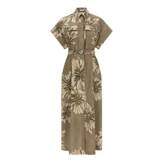 Brunello Cucinelli Langes Kleid aus floralem Popeline - - Dresses - Damen - Gr&uuml;n - S