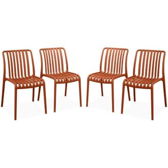 Sweeek Lot de 4 chaises de jardin en plastique terracotta. empilables. d&eacute;j&agrave; mont&eacute;es
