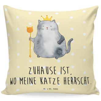 Mr. & Mrs. Panda Kissen Katze K&ouml;nig - Geschenk, Kater, erste eigenen Wohnung, MIAU, Mietzhaus, Katzenprodukte, Sofakissen, Einzug