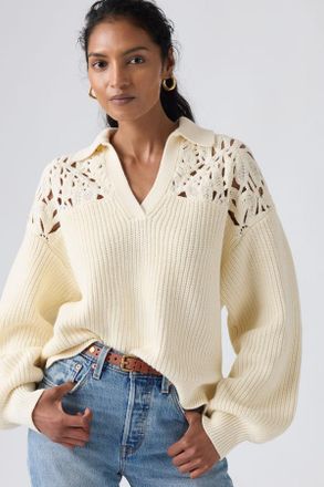 Levi's Bianca Crochet Polo Sweater - Femme - Beige / Tofu Cotton - XS