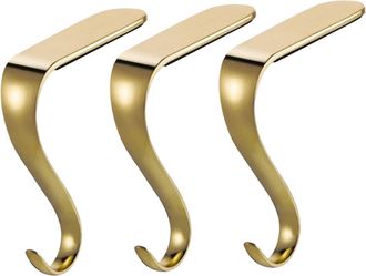 Angoily 3 Stück Weihnachtsstrumpfhalter aus Zinklegierung Kaminhaken In Gold Dekorative Aufhänger für Weihnachtsstrümpfe und Deko Am Kaminsims