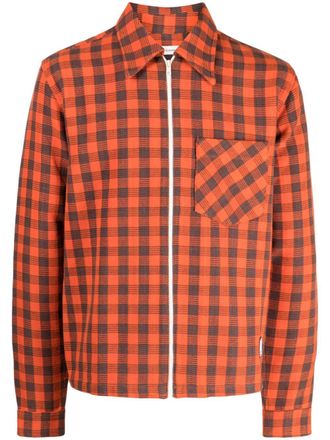 Wales Bonner veste en coton biologique &agrave; carreaux - Orange