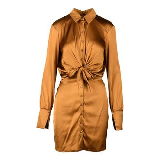 Patrizia Pepe Elegantes Hemdblusenkleid aus Viskosemischung - - Dresses - Damen - Braun - XL