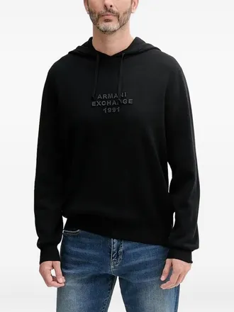 A|X Armani Exchange hoodie à logo brodé - Bleu