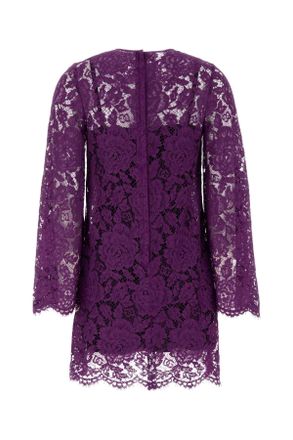 Dolce & Gabbana Womens Purple Lace Dress Viola Abiti