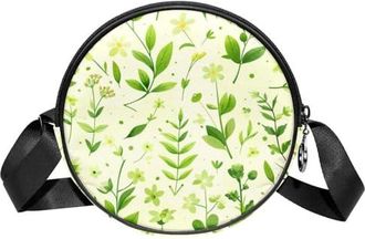Generic Sac &agrave; bandouli&egrave;re Circle pour femme, petit sac &agrave; bandouli&egrave;re vert printemps avec fermeture &eacute;clair, bretelles r&eacute;glables, sac &agrave; main rond d&eacute;contract&eacute; po