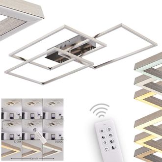 HOFSTEIN LED Deckenleuchte Cheka, moderne rechteckige Deckenlampe aus Metall in Aluminium, 3-flammig, 39 Watt (insgesamt), 2500 Lumen, 2700-5000 Kelvin, stufen