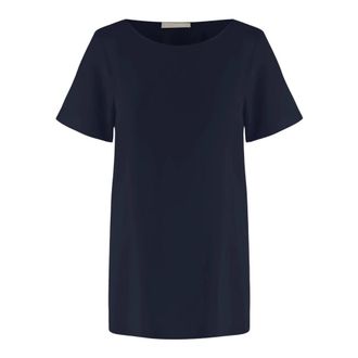 Allude Femme, Tops, Bleu, Taille: 38 FR T-shirt en soie stretch Col rond Manches courtes