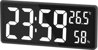 F Fityle LOVIVER Gro&szlig;e Wanduhr mit Temperatur- und Feuchtigkeitsanzeige, elektronische Uhr mit gro&szlig;en Zahlen f&uuml;r Klassenzimmer, Turnhalle, Nachttisch, Wei&szlig;