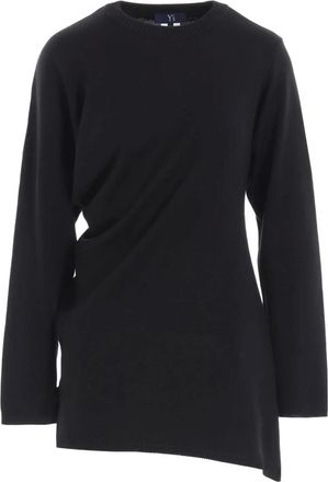 Yohji Yamamoto Femme, Pulls, Noir, Taille: 40 FR Maille Torsadée Mélange de Laine