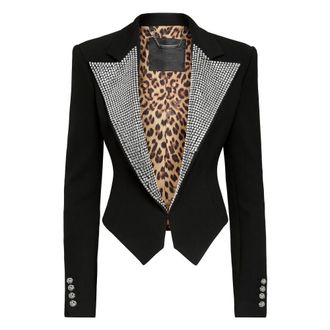 Philipp Plein Femme, Vestes, Noir, Taille: 40 FR Blazer Crystal