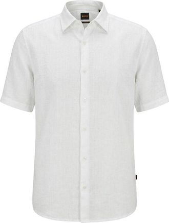 BOSS Herren Hemd aus Leinen RASH_2_M Regular Fit