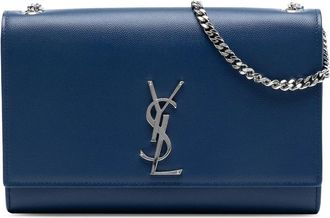 Saint Laurent Hobo Bags - Medium Grain De Poudre Monogram Kate Crossbody - Gr. unisize - in Blau - f&uuml;r Damen