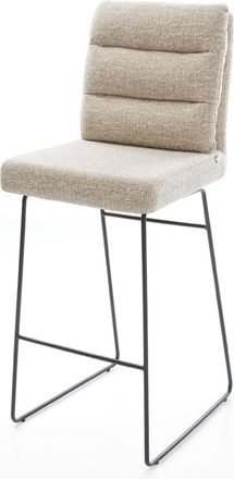 DELIFE Barstuhl Pela-Flex Webstoff Soft Beige Kufengestell Metall Schwarz, Barst&uuml;hle