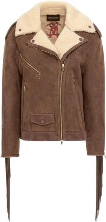 Roberto Cavalli Braune Fransen Bikerjacke Damen - - Jackets - Damen - Braun - M
